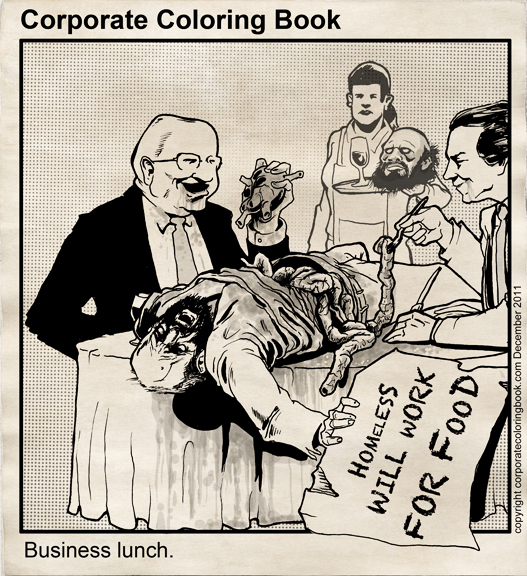 Business lunch. Color your own. | corporate coloring book